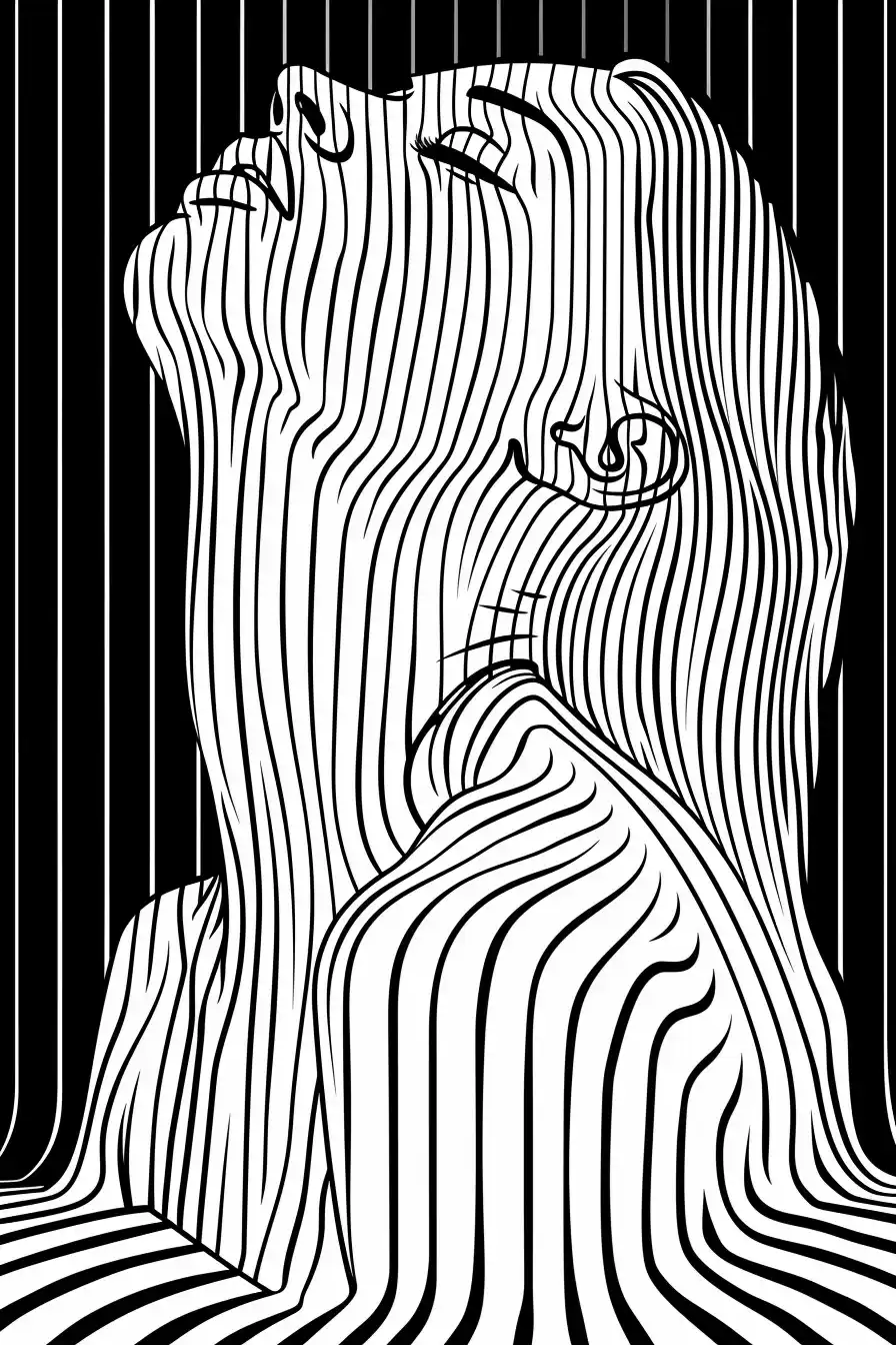 Midjourney Prompt: Optical Illusion Woman Graphic Vector - Prompt Library